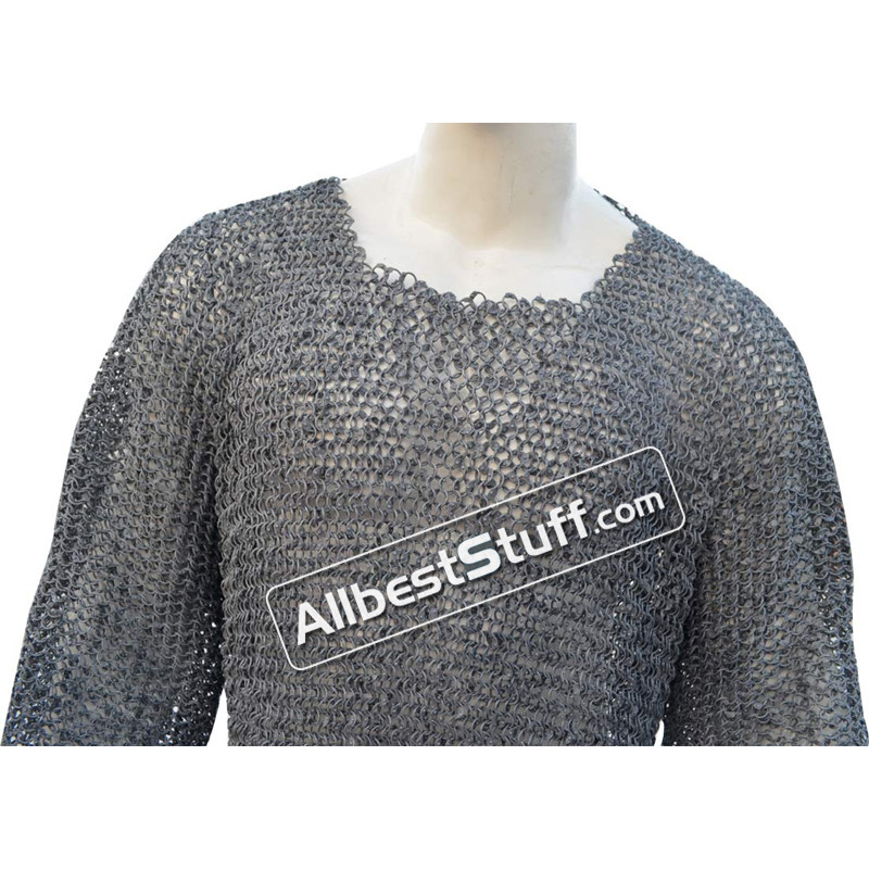 Round Riveted Aluminum Chainmaille Chest 46 full sleeve
